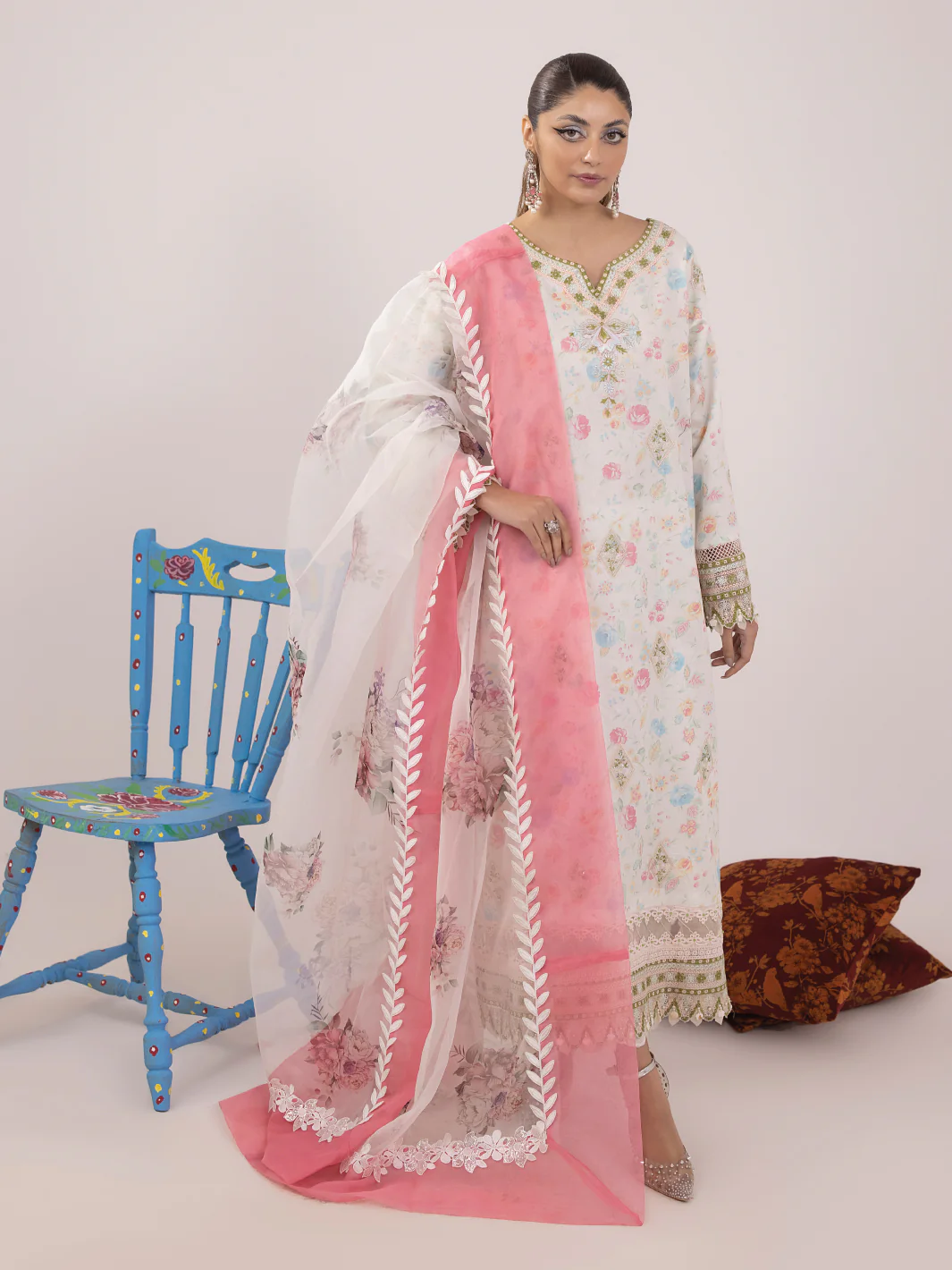 Faiza Faisal 3Pc Embroidered Lawn Suit Nargis - House Of Faiza